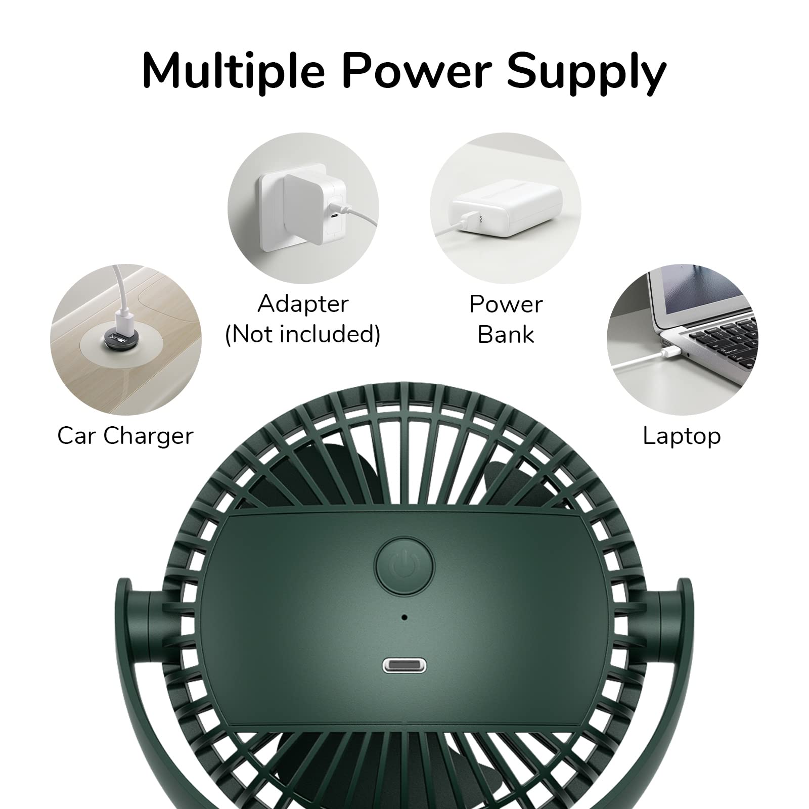 JISULIFE Clip on Desk Fan, Small USB Plug in Fan, 4 Speed Modes, Personal Cooling Table Fan with Strong Wind, Ultra Quiet, Sturdy Clamp Mini Fan for Office Home Dorm Bedroom- Green