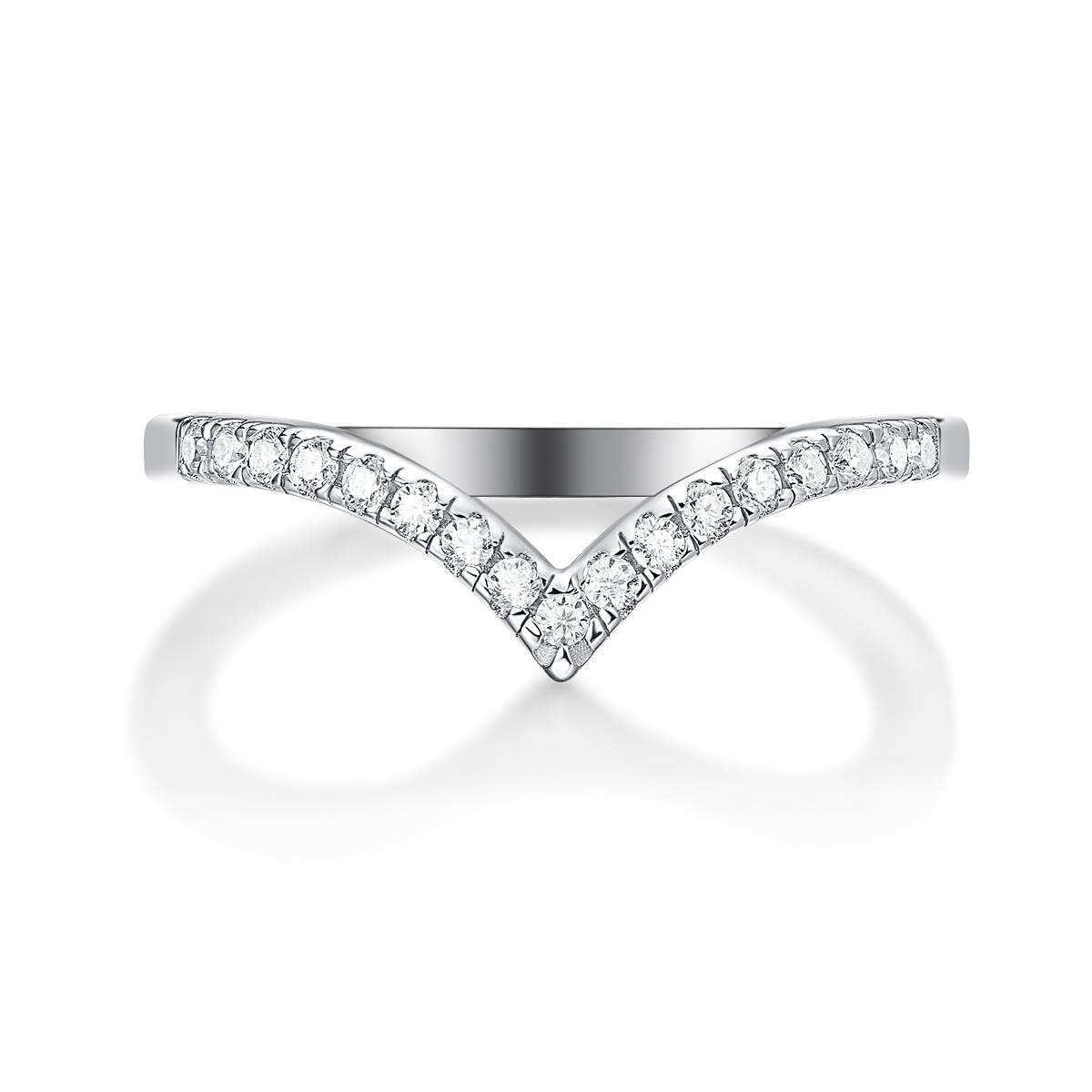 IROAIC Moissanite Rings for Women, Curved Engagement Rings for Women, 925 Silver Rings Stackable Ring for Anniversary Band(Size 7)