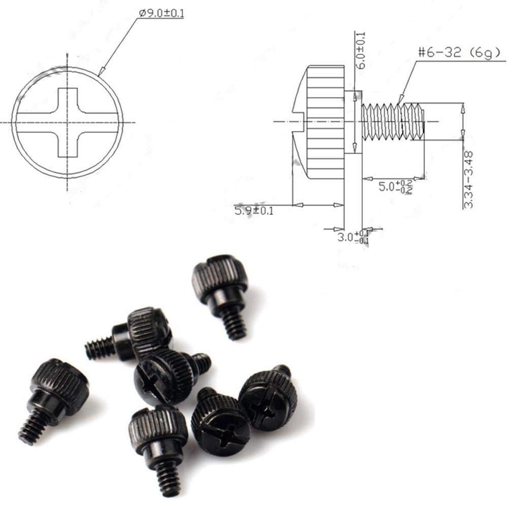 MOBEBI Knurled Screw,50pcs Black/Sliver Desktop Computer Case Thumb Thumbscrews Screws 6#-32 * 5 PC Qualified (Color : Black) (Color : Black)
