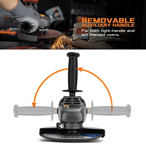 KSEIBI KWS 20-180 Angle Grinder Machine 7inch, Long Handle Grinding Tool, Powerfull 15 AMP Motor for Concrete Cutting, Grinding and Polishing