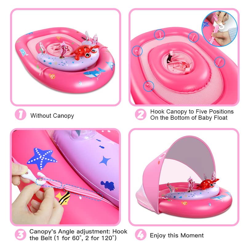 LAYCOL Baby Pool Float with UPF50+ Sun Protection Canopy & Toy Play Console,Infant Baby Floats for Pool,Toddler Pool Float for 3-36 Months
