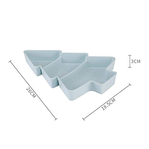 IKAAR Creative Christmas Plate Dessert Plates Serving Dish Plastic Platter Kitchen Dinner Set for Candy Snack Nuts Fruits Tray Blue