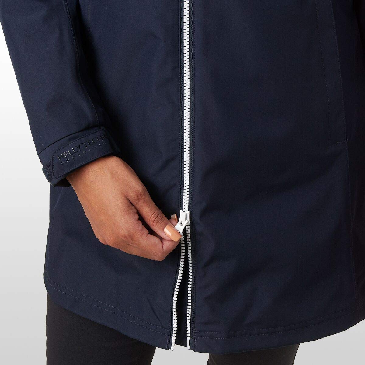 Helly Hansen Women's Long Belfast Waterproof Windproof Breathable Raincoat Jacket with Hood, 597 Navy, Small