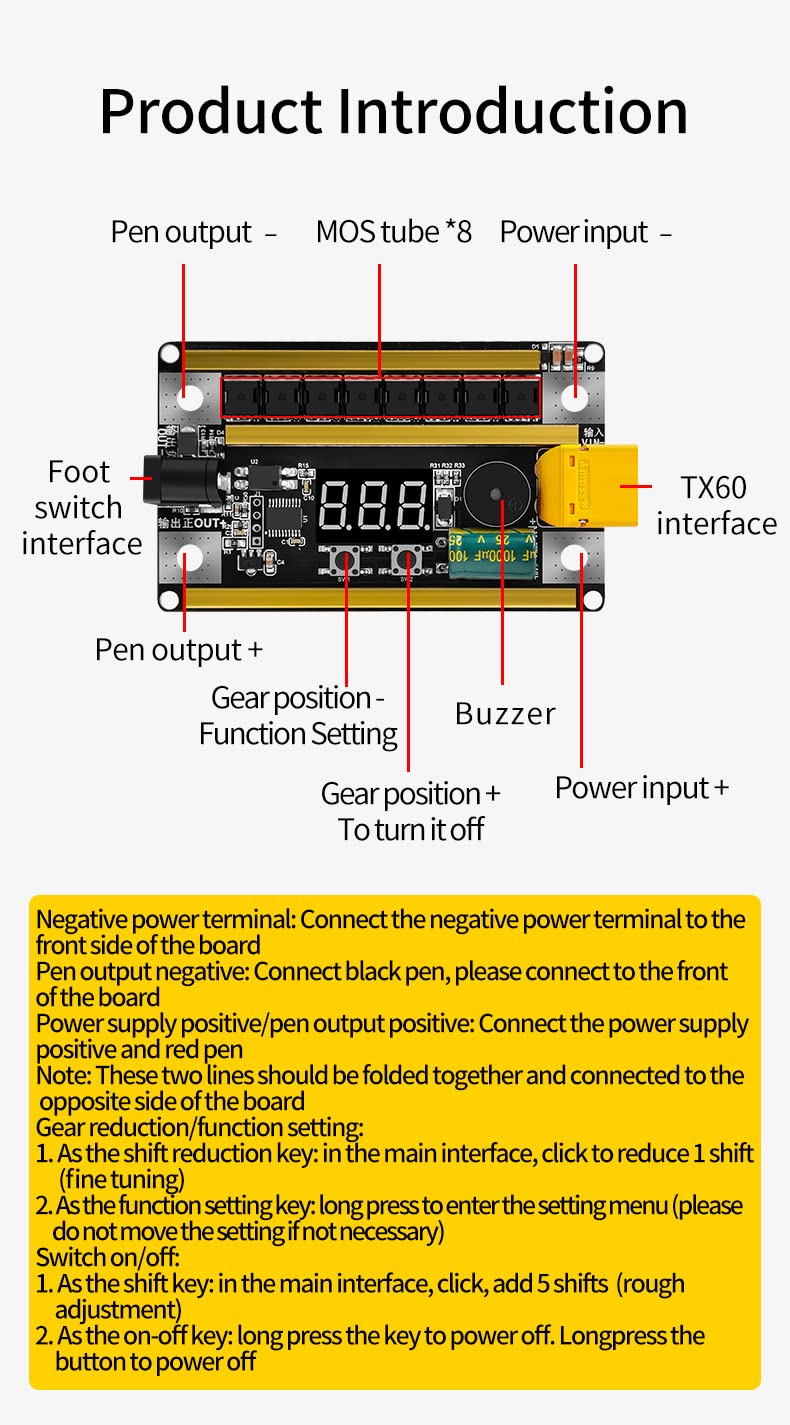 Mekek Spot Welder Control Board, 99 Levels 12V 2400A Spot Welder Kit, Handheld Portable DIY Spot Welding Machine PCB Circuit Board for 18650 Lithium Battery (with housing)