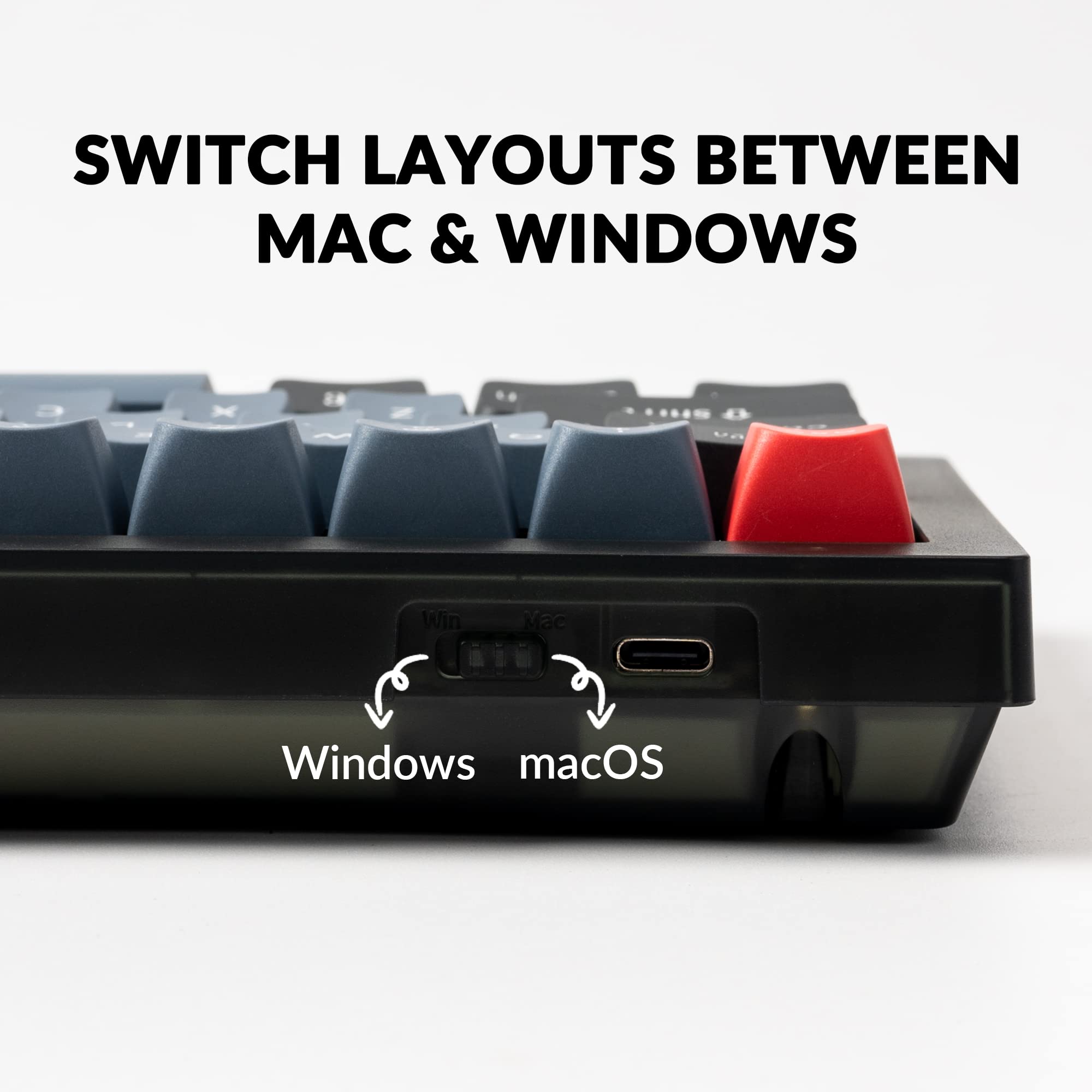 Keychron V2 Wired Custom Mechanical Keyboard, 65% Layout QMK/VIA Programmable Macro with Hot-swappable Keychron K Pro Red Switch Compatible with Mac Windows Linux (Frosted Black - Translucent)