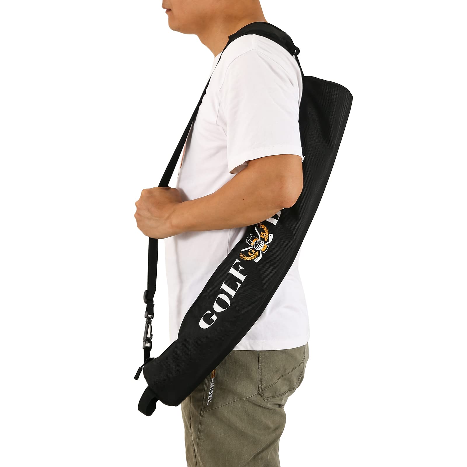 HYXITVCG Beer Sleeve for Golf Bag, 6-Cans Insulated Tube Cooler, Black