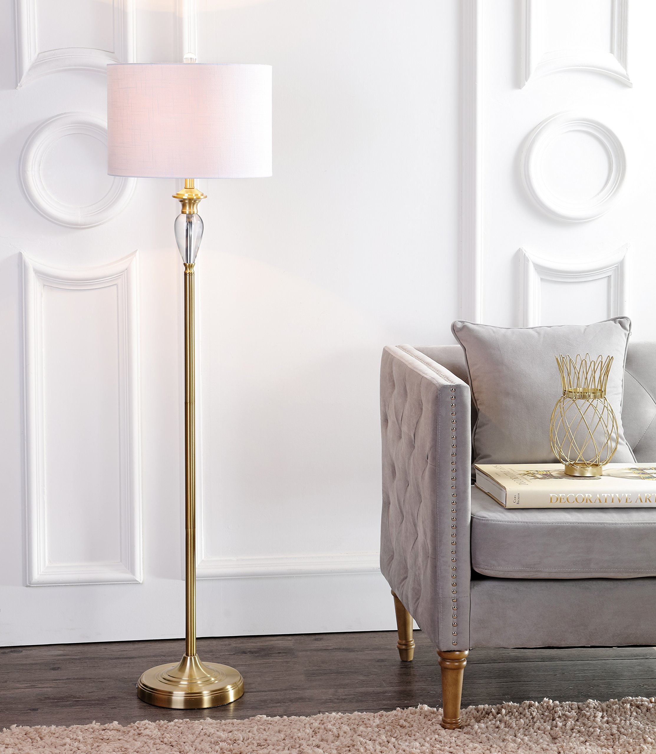 JONATHAN Y JYL2030A Evelyn 60" Crystal/Metal LED Floor Lamp Contemporary,Transitional,Traditional for Bedrooms, Living Room, Office, Reading, BrassGold/Clear