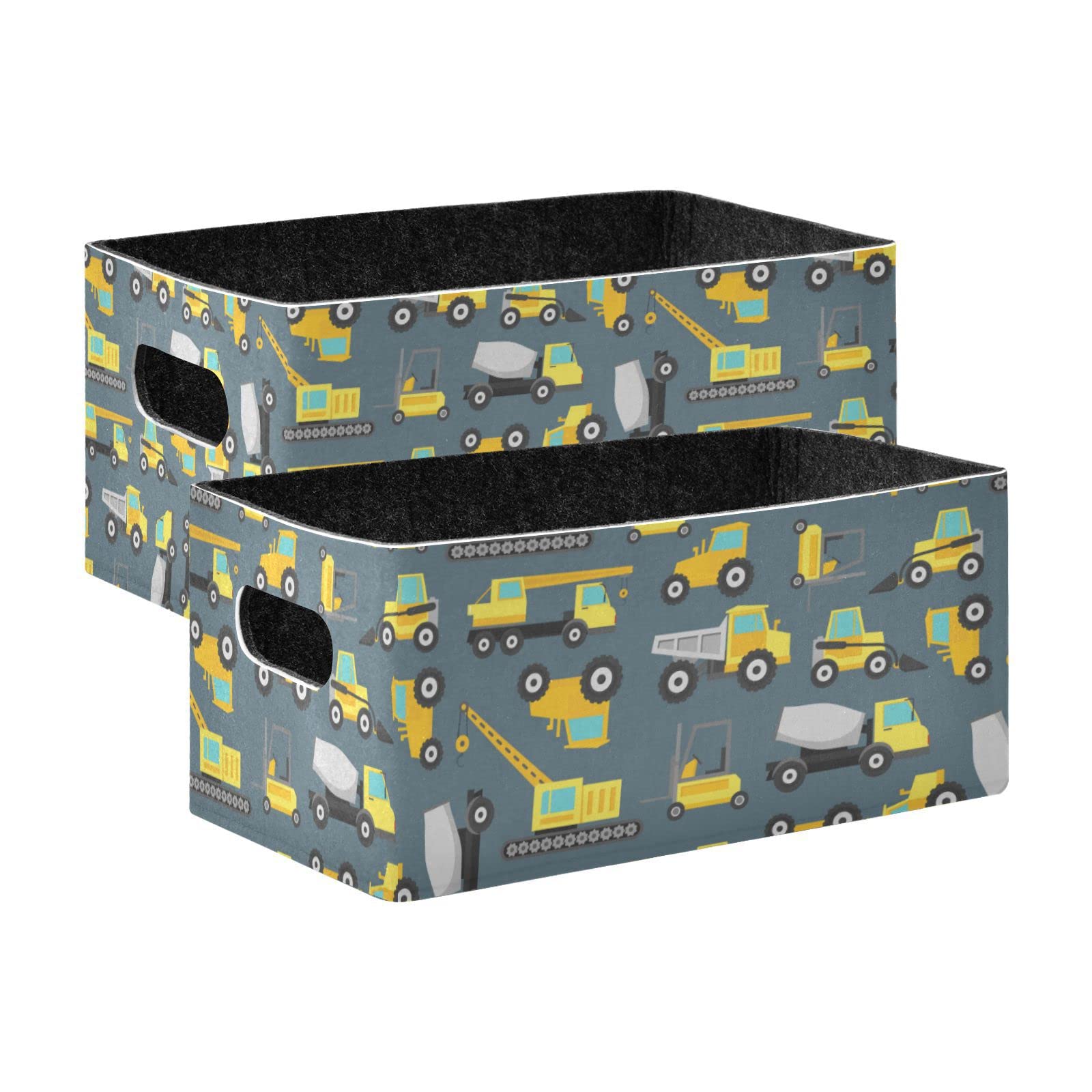 J JOYSAY Construction Transports Theme Storage Basket Felt Storage Bin Collapsible Storage Box Decorative Baskets Organizer for Toy Books Clothes Closet