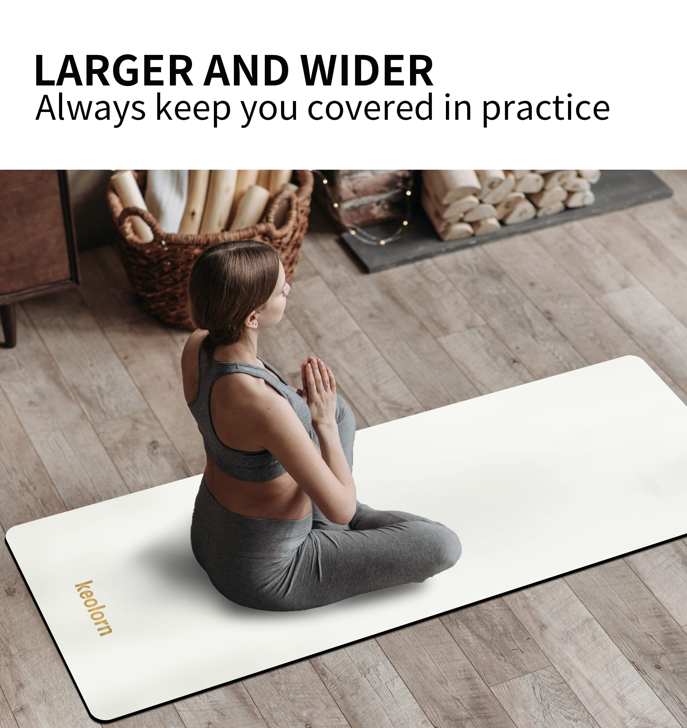 Keolorn Non-Slip Yoga Mat Eco Friendly Exercise & Workout Mat for Women for Home, Pilates and Floor Exercises
