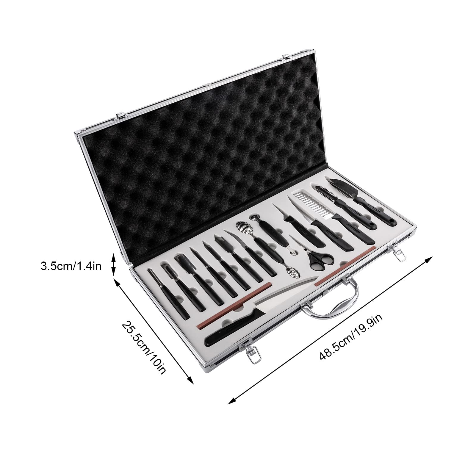 LOYALHEARTDY 18Pcs Fruit Carving Knife Set Professional Culinary Carving Tool Set Stainless Steel Culinary Sculpting Tools with Toolbox for Home Chef DIY