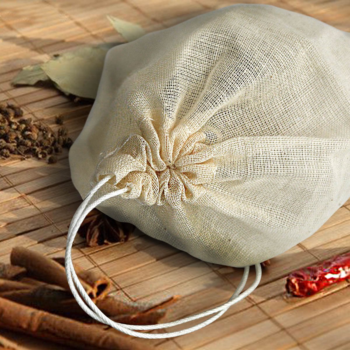 kingleder 12Pack Reusable Drawstring Cotton Soup Bags, Straining Herbs Cheesecloth Bags, Coffee Tea Brew Bags, Soup Gravy Broth Stew Bags, Bone Broth Brew Bags(4''x6'')