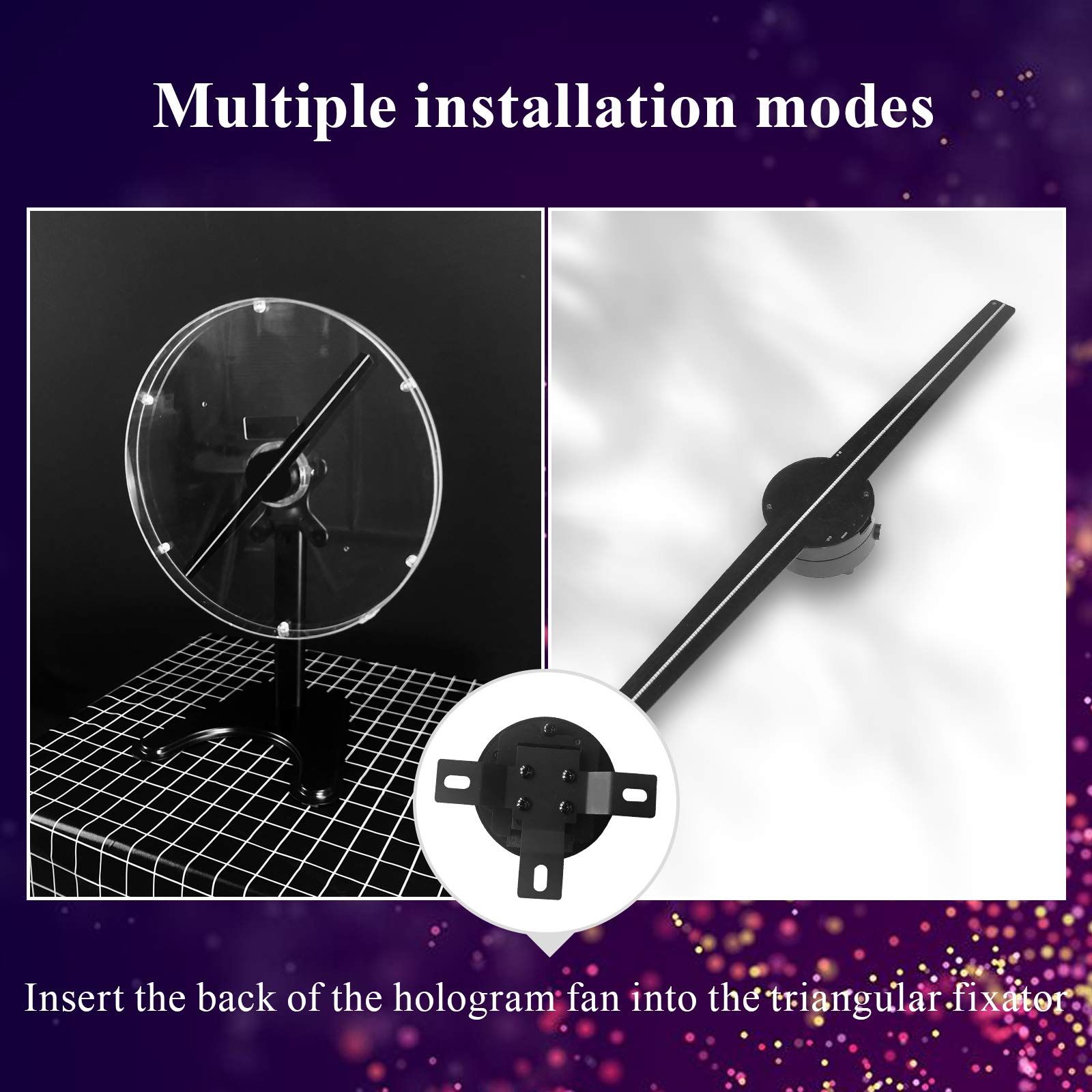 Hologram Fan, Faryuan 3D Holographic Display Air Fan Video Projector,Promotional Player Machine,224 Led 16.5inch Diameter Advertising Led Fan 3D Hologram Projector