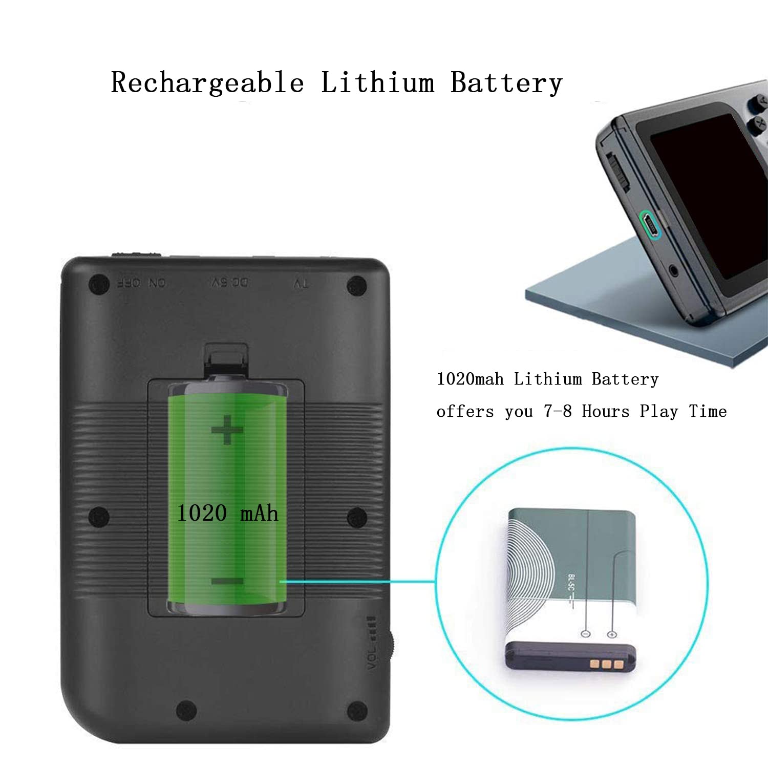 Handheld Game Console, Portable Retro Video Game Console with 400 Classical FC Games 3.0-Inch Screen 1020mAh Rechargeable Battery Support for Connecting TV.
