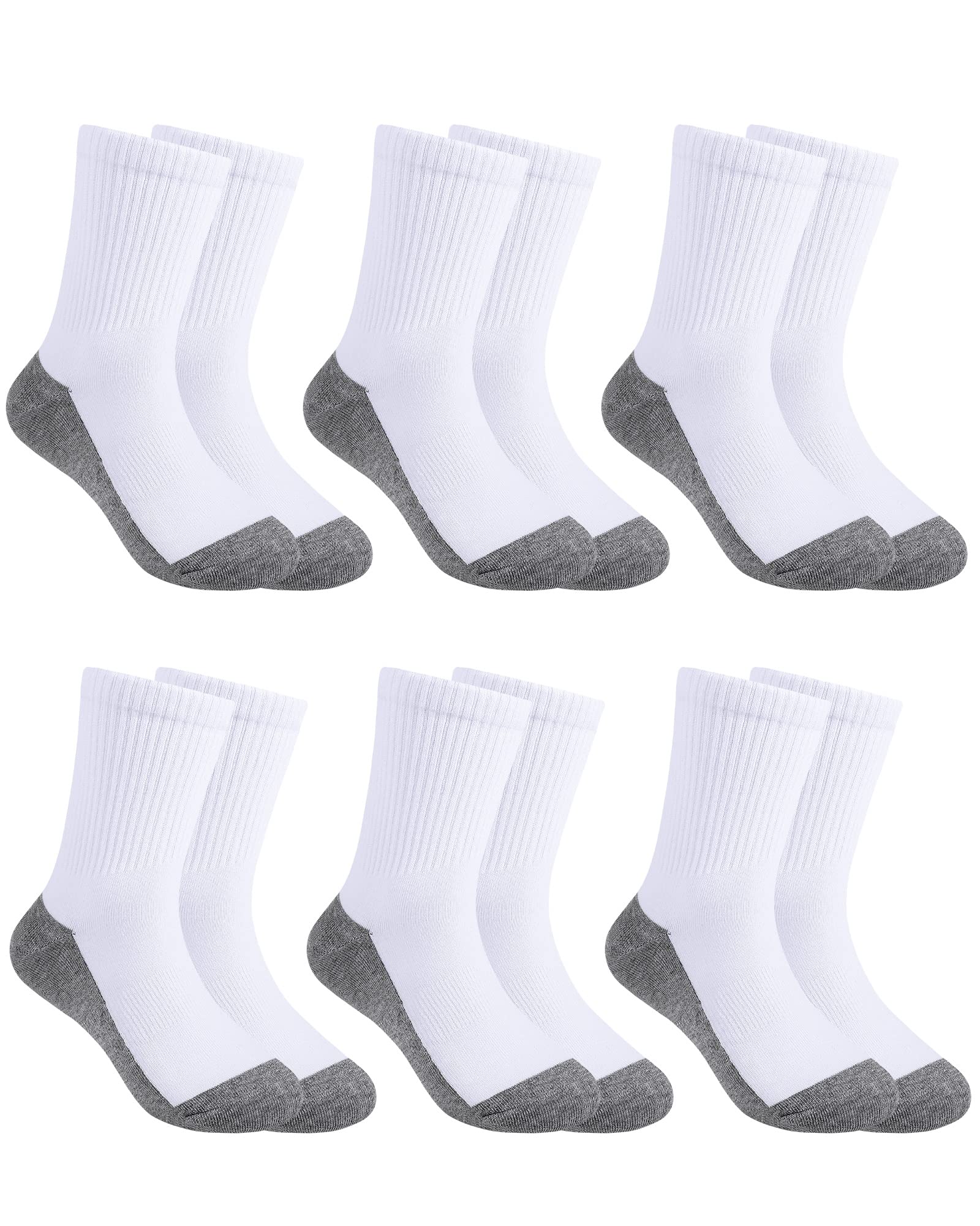 KEREDA Boys Girls Cushioned Crew Socks Athletic Training Socks for Active Kids 6 Pairs 7-10 Years Multicolor 2