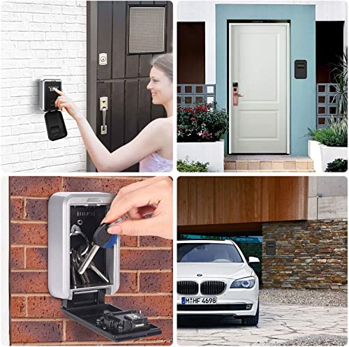 Key Lock Box with 4-Digit Combination, Lock Box Outside for House Key, Wall Mounted Weatherproof Resettable Code Key Lock Box for Outside, Ideal for Homes Hotels Schools
