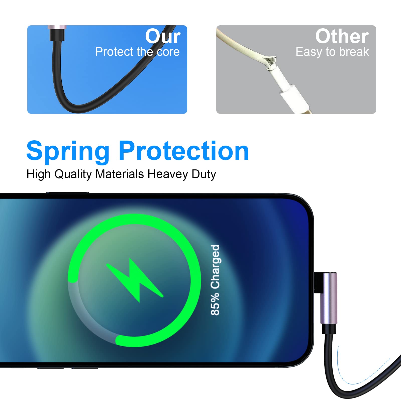 MTAKYI [2 Pack Coiled Lightning Cable for Car, [MFi Certified] 90 Degree Coiled iPhone Charger Cable, iPhone Cord for Car Right Angle Lightning Cable Compatible with iPhone 13/12/11 Pro/11/X/8
