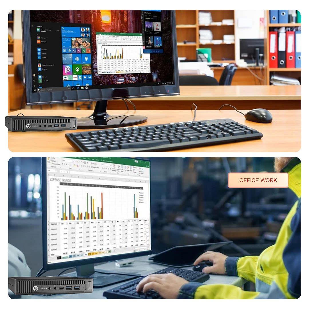 HP Mini PC EliteDesk 800 G2 Micro Desktop,i7 6700 Quad Core Up to 4.00GHz,32GB DDR4 1TB SSD,AX210 Built-in WiFi 6E + Bluetooth 5.2,HDMI,VGA,DP,Windows 10 Pro,Wireless K&M + TJJ Mouse Pad(Renewed)