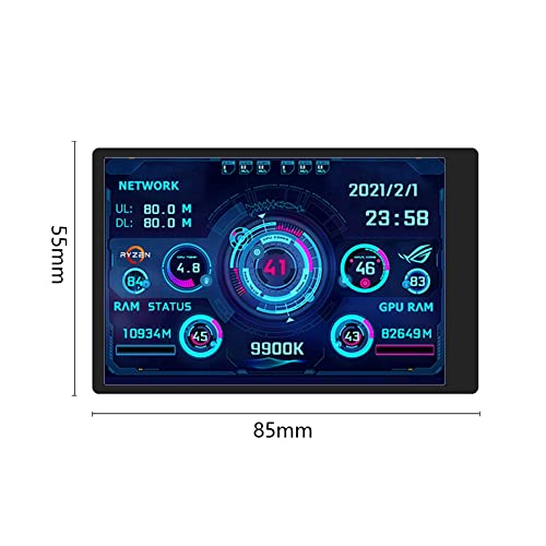 MAKIVI 1 Set Computer Monitor Computer Secondary Screen for Mini ITX Case 3.5 Inch IPS CPU GPU RAM HDD Monitoring USB Display AIDA64 Black