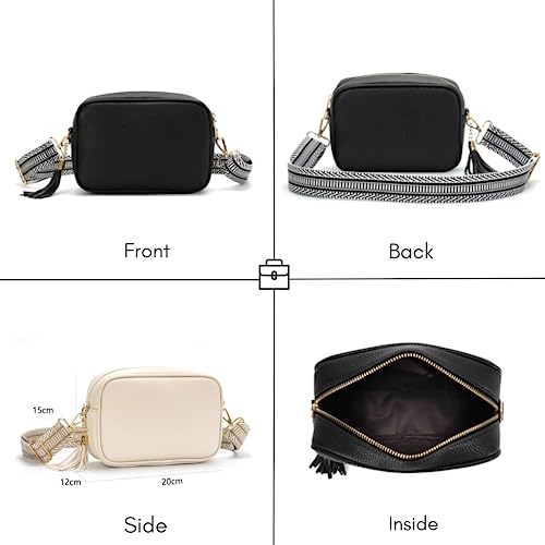 kukubird Crossbody Bags Premium Faux Leather Spacious Aztec Shoulder Bag Ladies Multiple Compartments Messenger Bag-Black