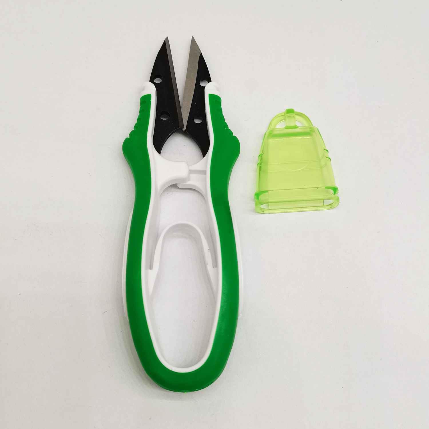 HONEYSEW 3PCS 5 Inch Sewing Scissors Clipper Thread Snips Small Embroidery Thrum Yarn Thread Cutter with Sheath Cover Trimming Nipper for Stitch DIY Supplies Thread Tool (3PCS GREEN Thread Snips)