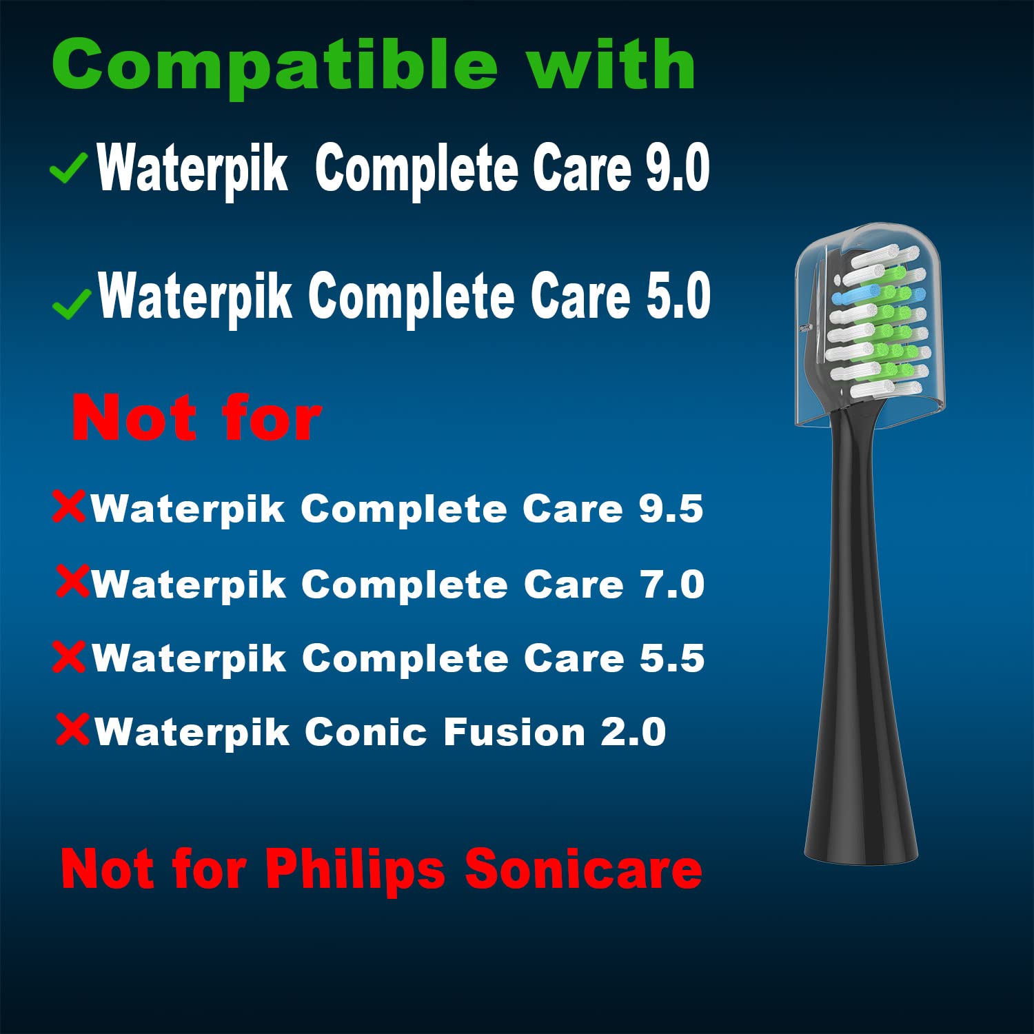 MERUYOO Toothbrush Replacement Heads Compatible with Waterpik Complete Care 5.0/9.0 (CC-01/WP-862), 10 Pack