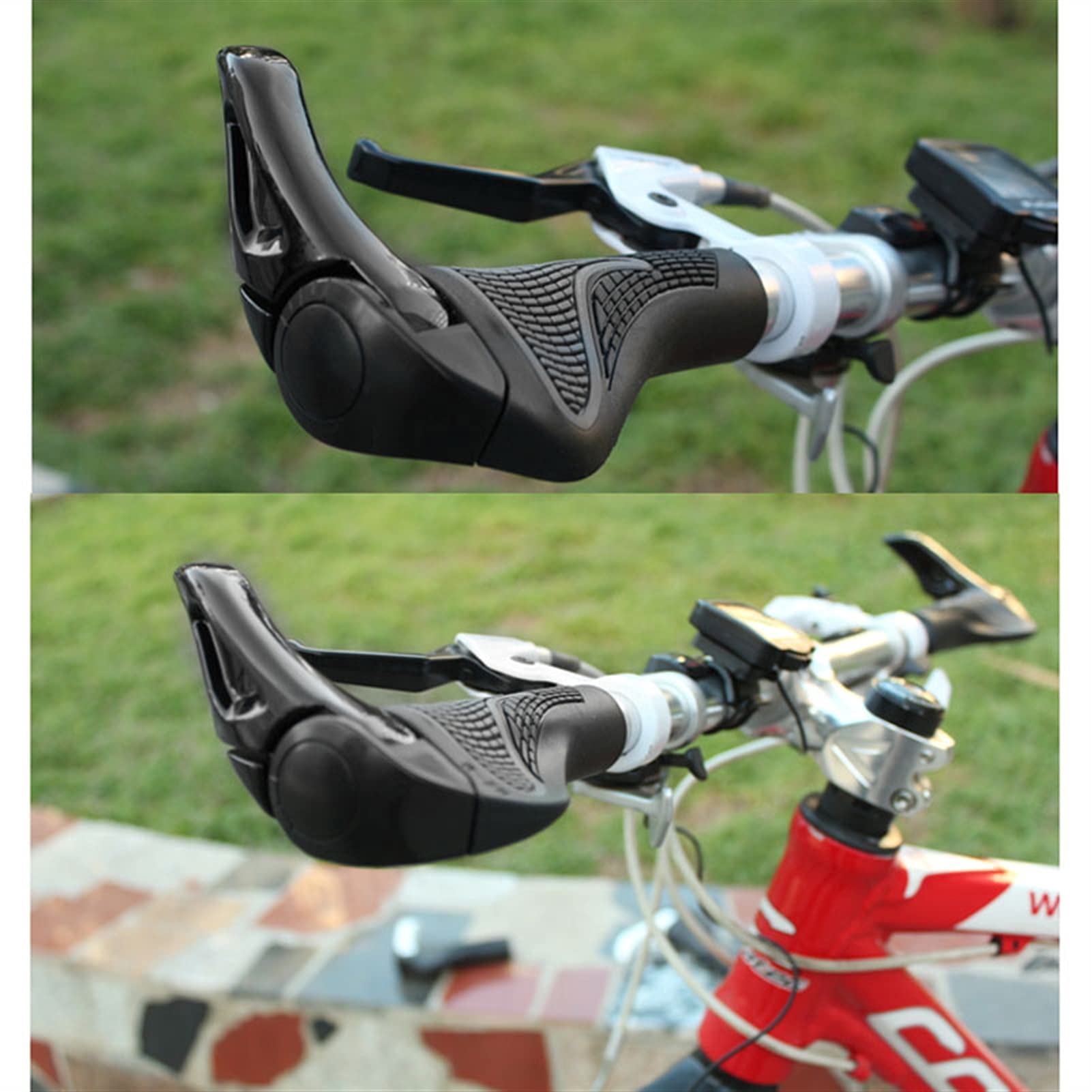 Handle Cover Cycling Mountain Bicycle/Bike Grips Handlebar Grips Handle Bar Grip End Lock-ON Ergonomic Bicycle Accessories Soft and Shockproof (Color : White)