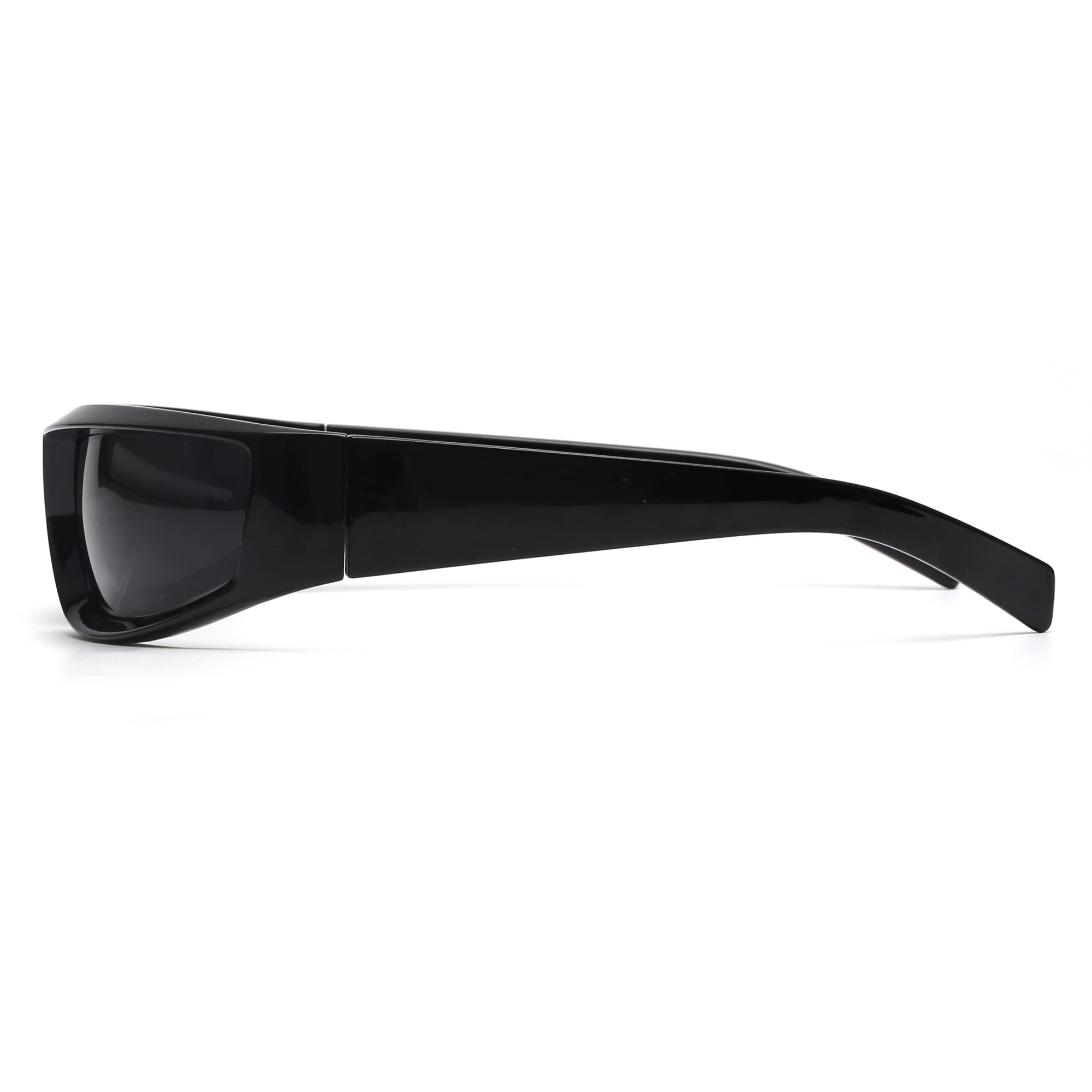 JM Wrap Around Y2K Sunglasses for Men Women Trendy Rectangle Futuristic Sports Shades Black/Grey
