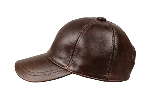 HATSQUARE Genuine Leather Baseball Cap Adjustable Soft Feel Dad Plain Hat Stylish Classic for Women Men Unisex (Darkbrown)