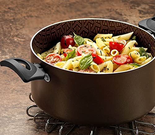 IMUSA USA 5 Quart Talent Master Line Nonstick Dutch Oven with Glass lid & Thermal Signal, Brown, (IMU-20077)