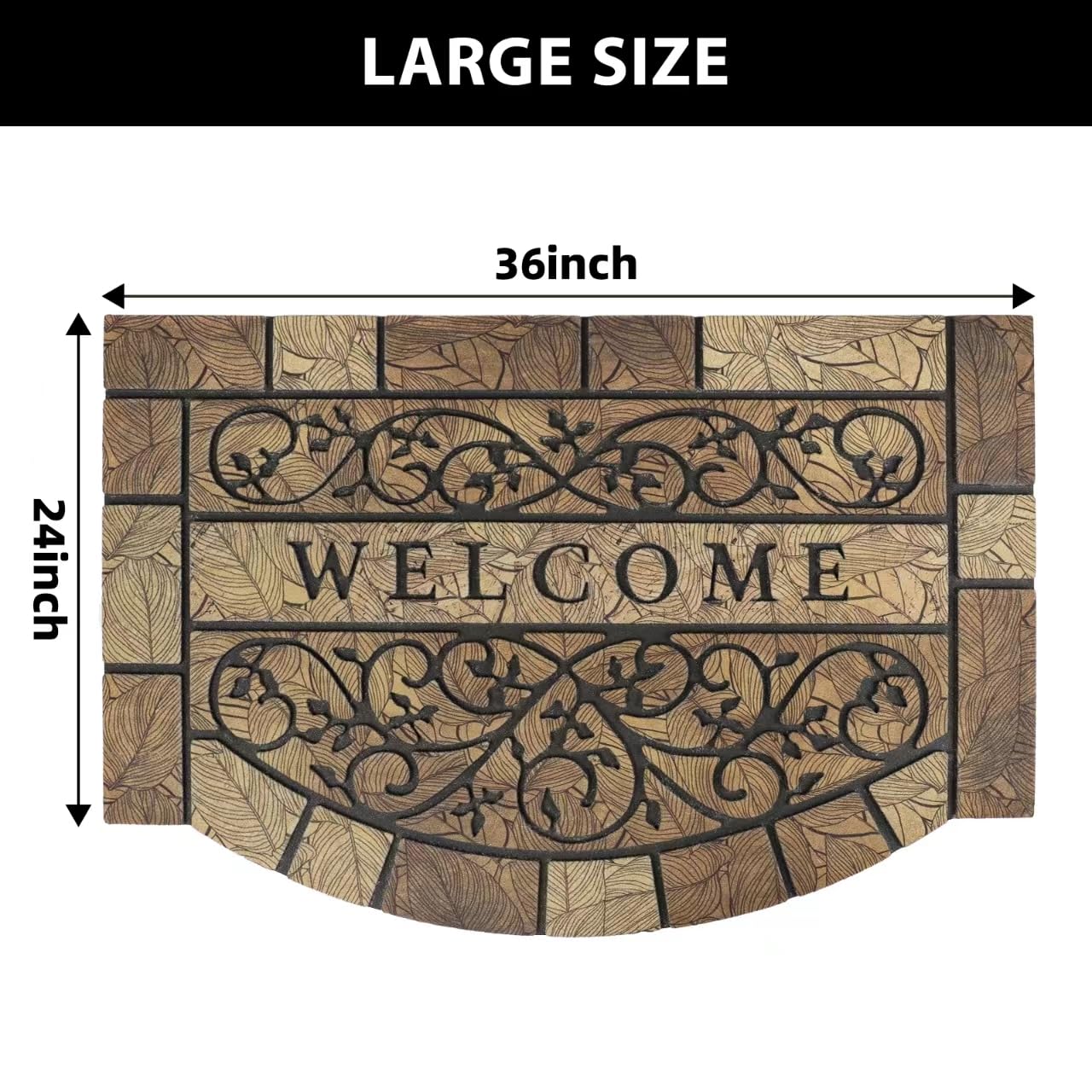 MTOUOCK Durable Welcome Door Mats, 24"x36" Heavy-Duty Large Welcome Mat for Front Door with Non-Slip Rubber Backing, Door Mats for Outside Entry High Traffic Area(Leaves)
