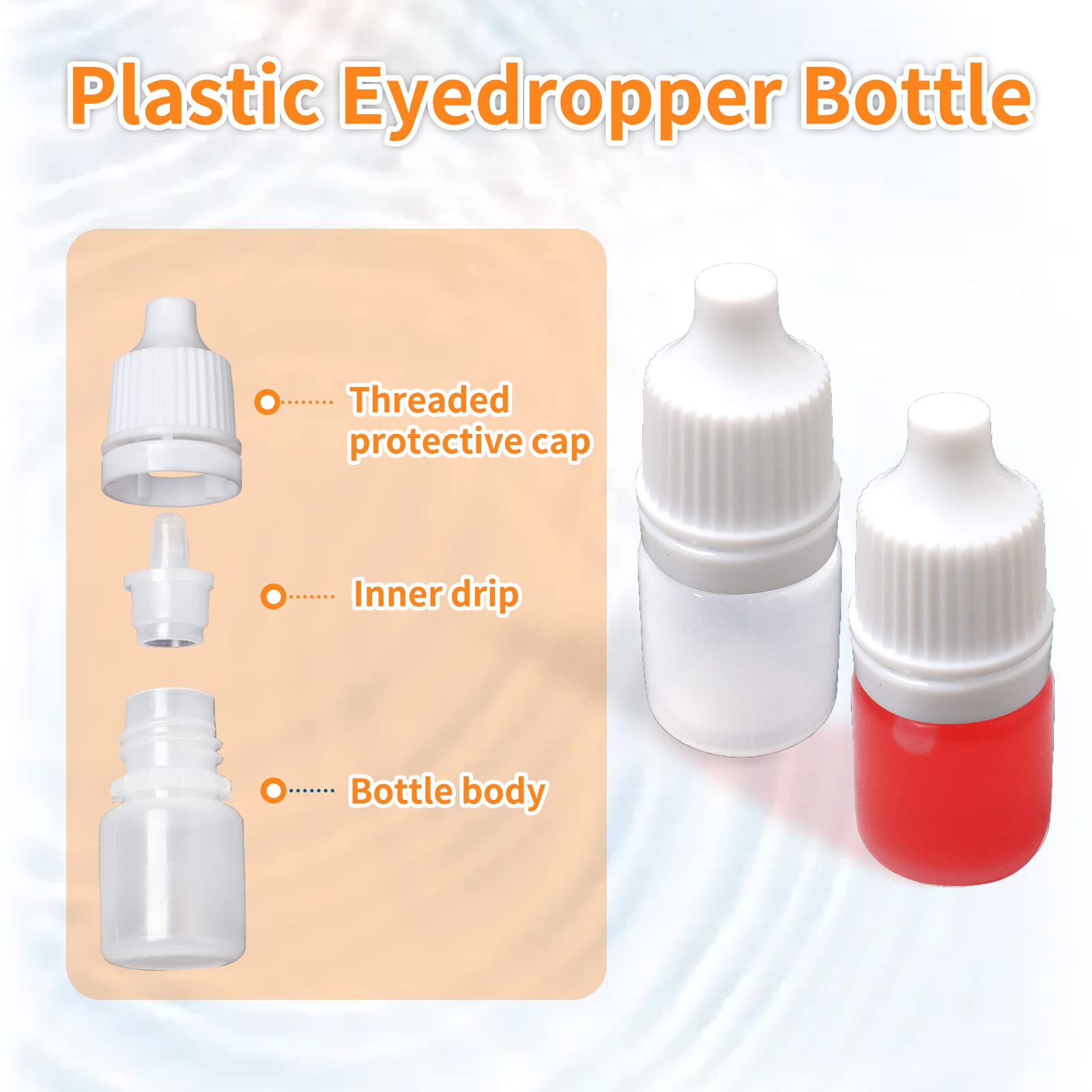 IRA POLLITT 80PCS 2ml Plastic Empty Dropper Bottles Squeezable Eyedrops Dropping Bottle Liquid Dropper with Screw Cap and Plug for Home and Travel