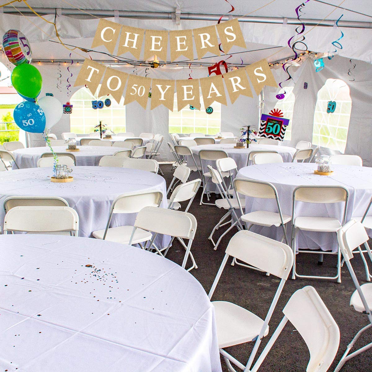 Jute Burlap Cheers To 50 Years Banner 50th Birthday Party 50th Wedding Anniversary Bunting Garland Decoration