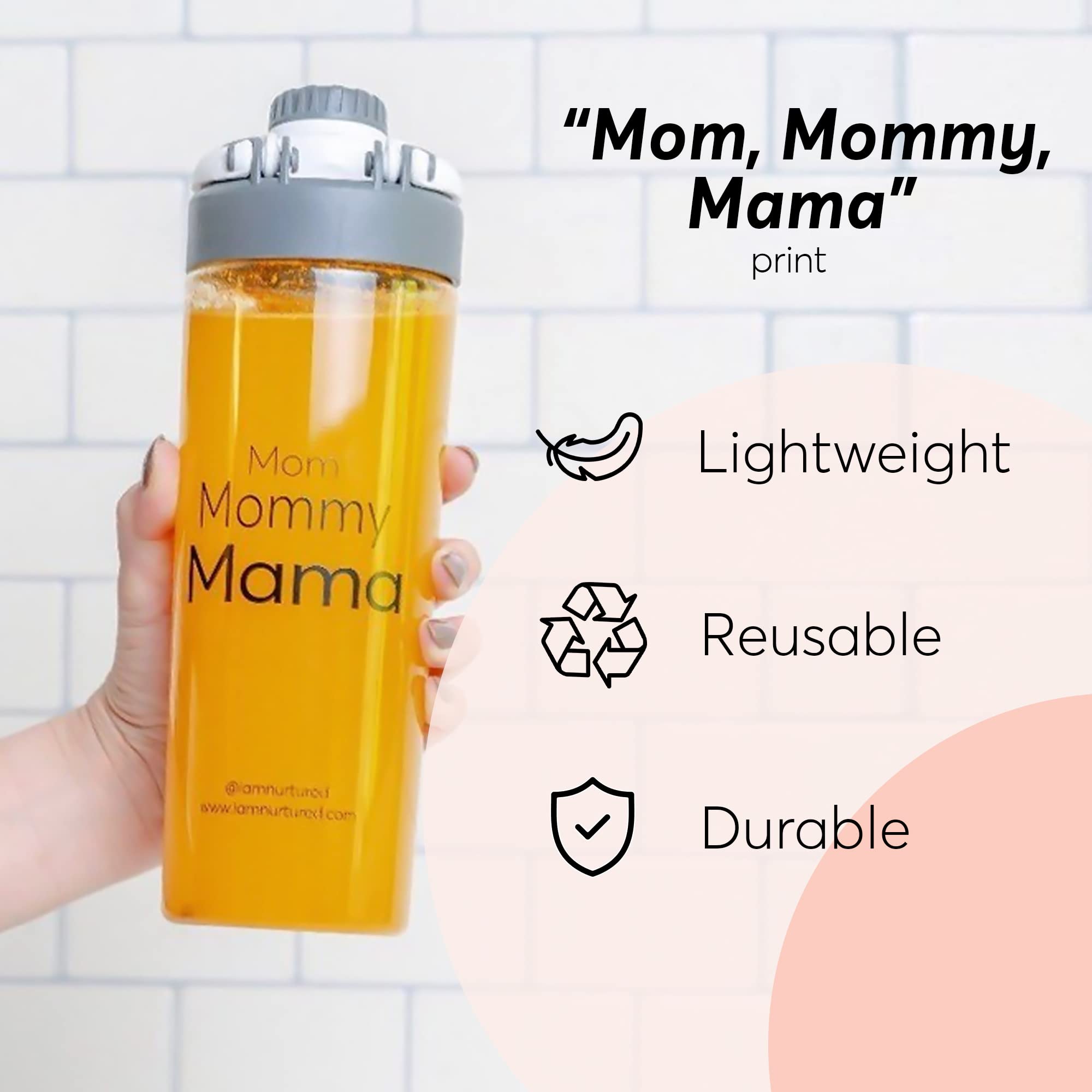I AM NURTURED - New Mama Water Bottle (Mom, Mommy, Mama), Reusable Clear Drinking Bottle, Supports Hydration, Easy to Carry Around, Postpartum Essentials, 25 fl oz