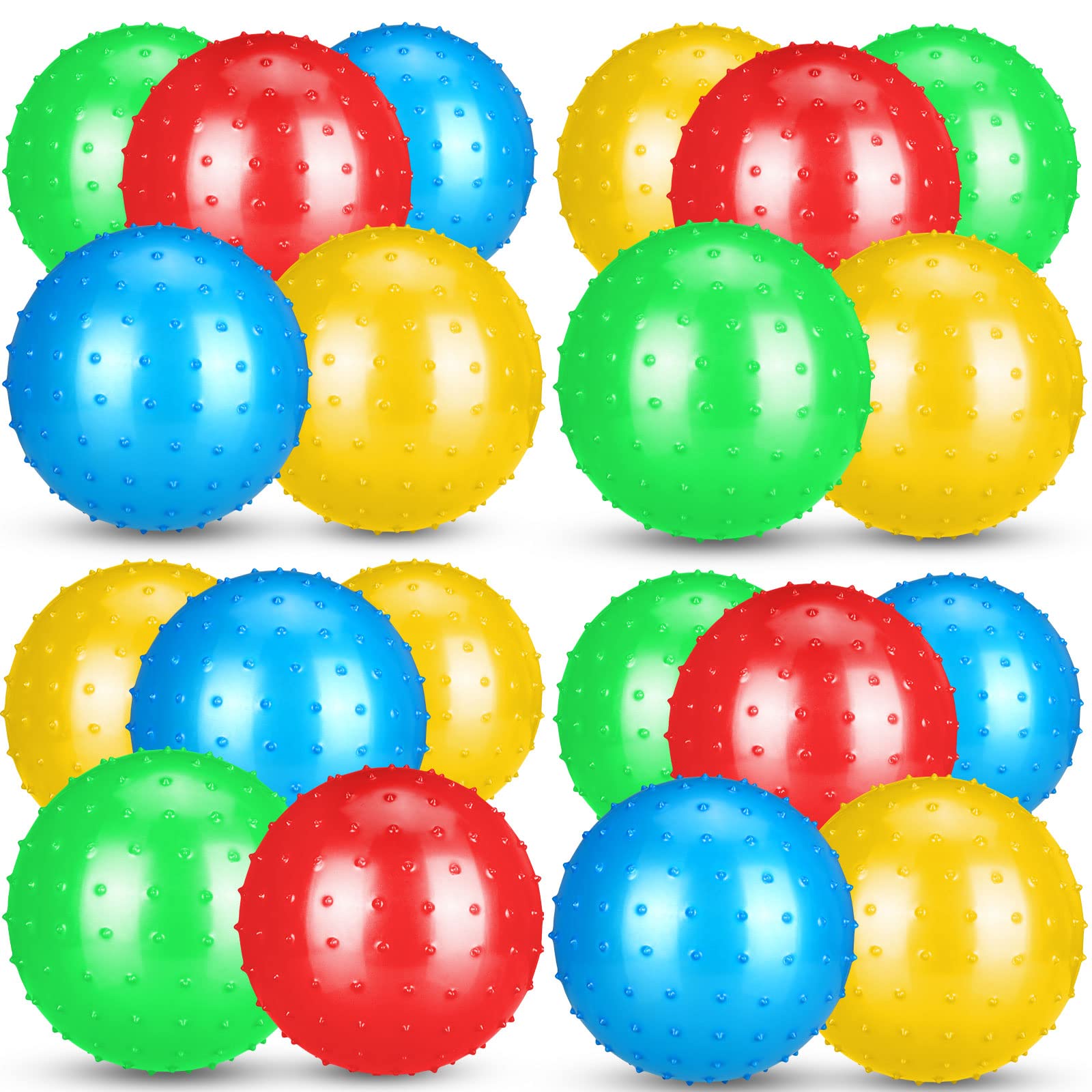 Jerify 20 Pack 8.5 Inch Knobby Balls Inflatable Sensory Spiky Balls for Kids Assorted Fun Bouncy Balls Novelty Playground Balls Soft Massage Stress Balls for Beach Gym Party Indoor Outdoor, 4 Colors