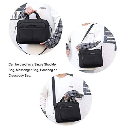 Men's Messenger Bag Nylon Crossbody Shoulder Bag Waterproof Casual Black Handbag Purse for Travel Work, Black