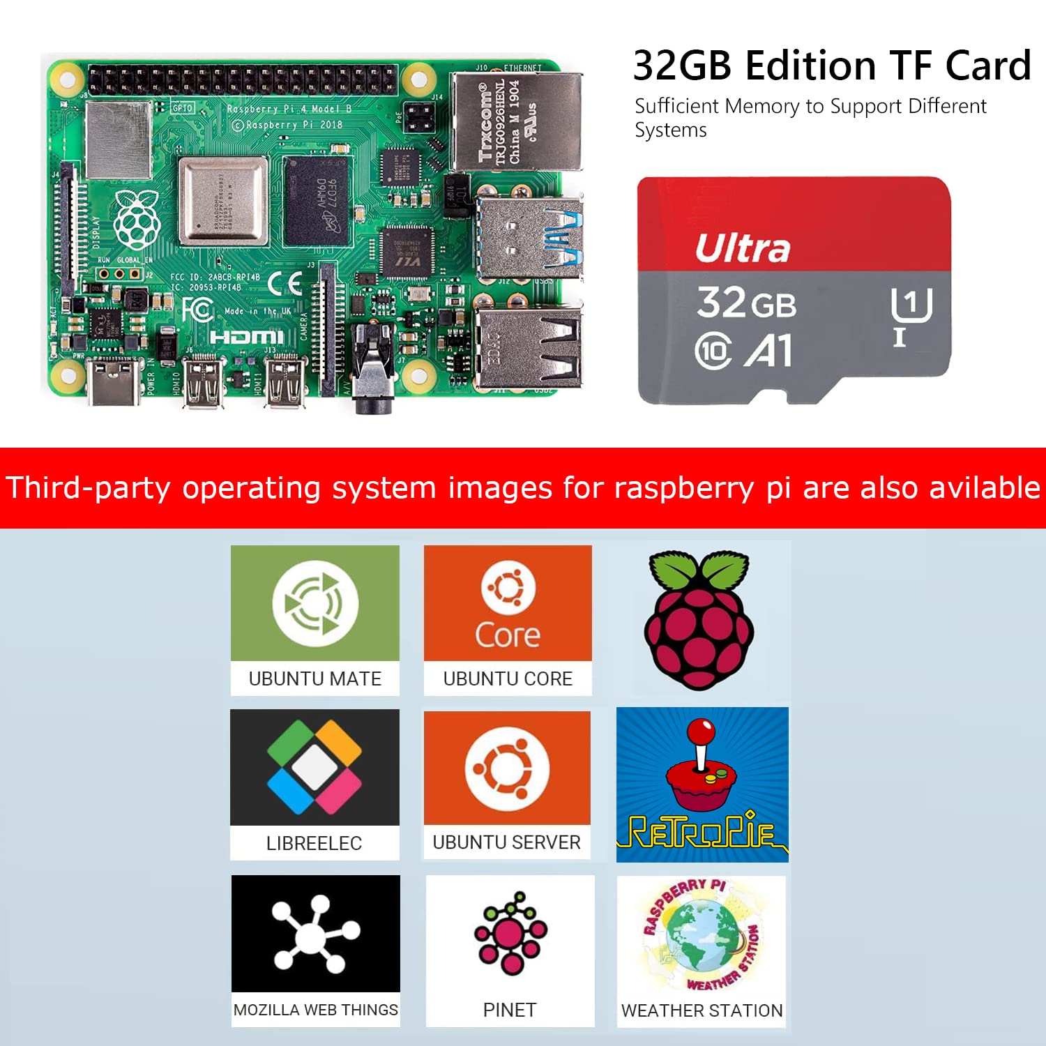 iUniker Raspberry Pi 4 4GB Starter Kit - 32GB Edition, Raspberry Pi 4 Case Aluminum Case, 20W 5V 4A Raspberry Pi 4 Power Supply with ON/Off Switch, HDMI Cable for Pi 4B (4GB RAM)