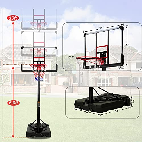 HomSof Portable Basketball Hoop Basketball System 6.6-10ft Height Adjustment for Youth Adults LED Basketball Hoop Lights,Colorful Lights,Waterproof,Super Bright,6.6Ft-10Ft