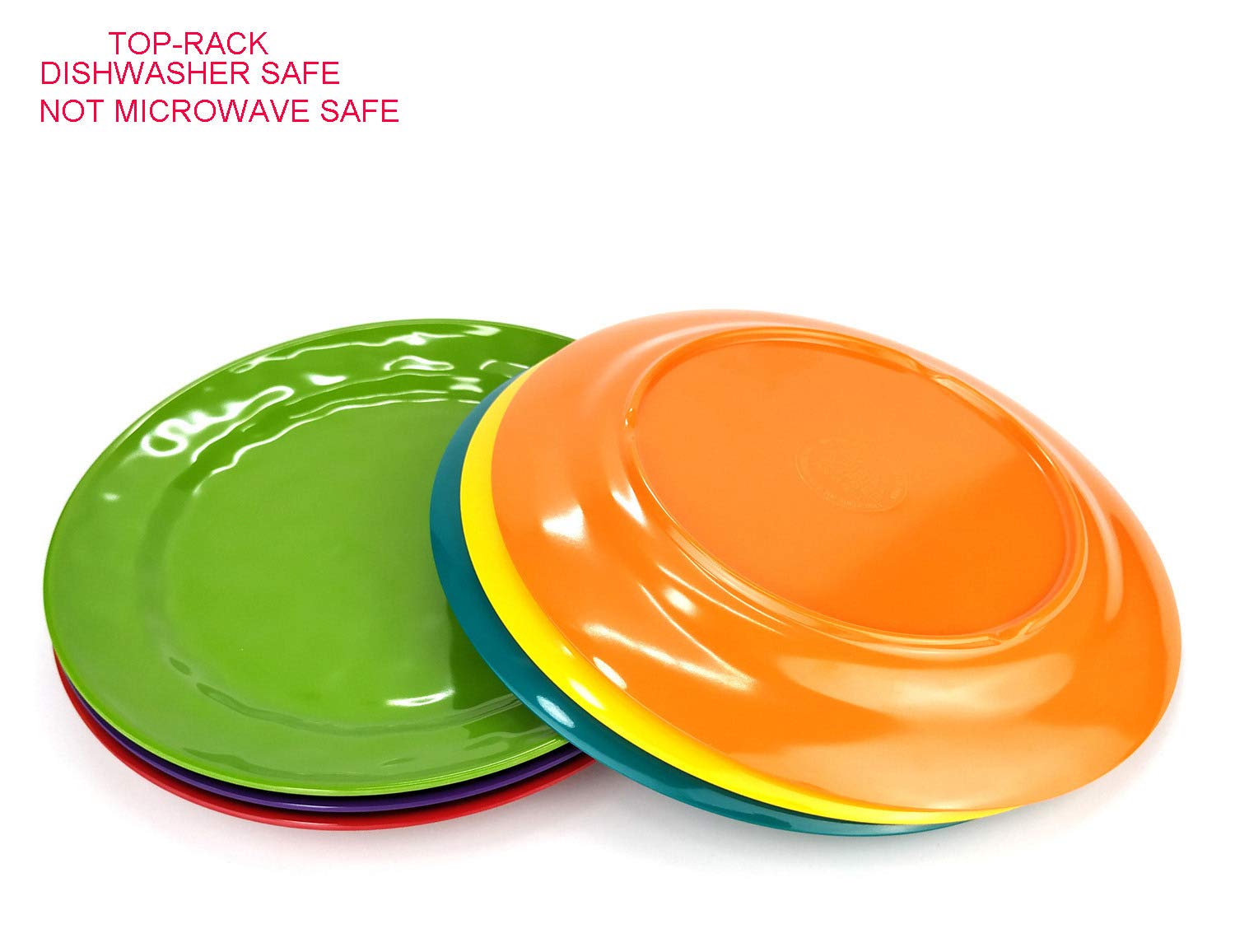 KX-WARE Melamine Plates Set of 6, 8-inch 100% Melamine Salad Plates for Everyday Use, Break-resistant and Lightweight, Multicolor