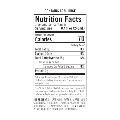 IZZE Blackberry Juice, No Sugar Added, 8.4 oz., 24/Carton