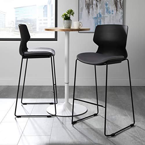 HON Basyx Contempo Guest Stool, 2 Pack, Black/Charcoal