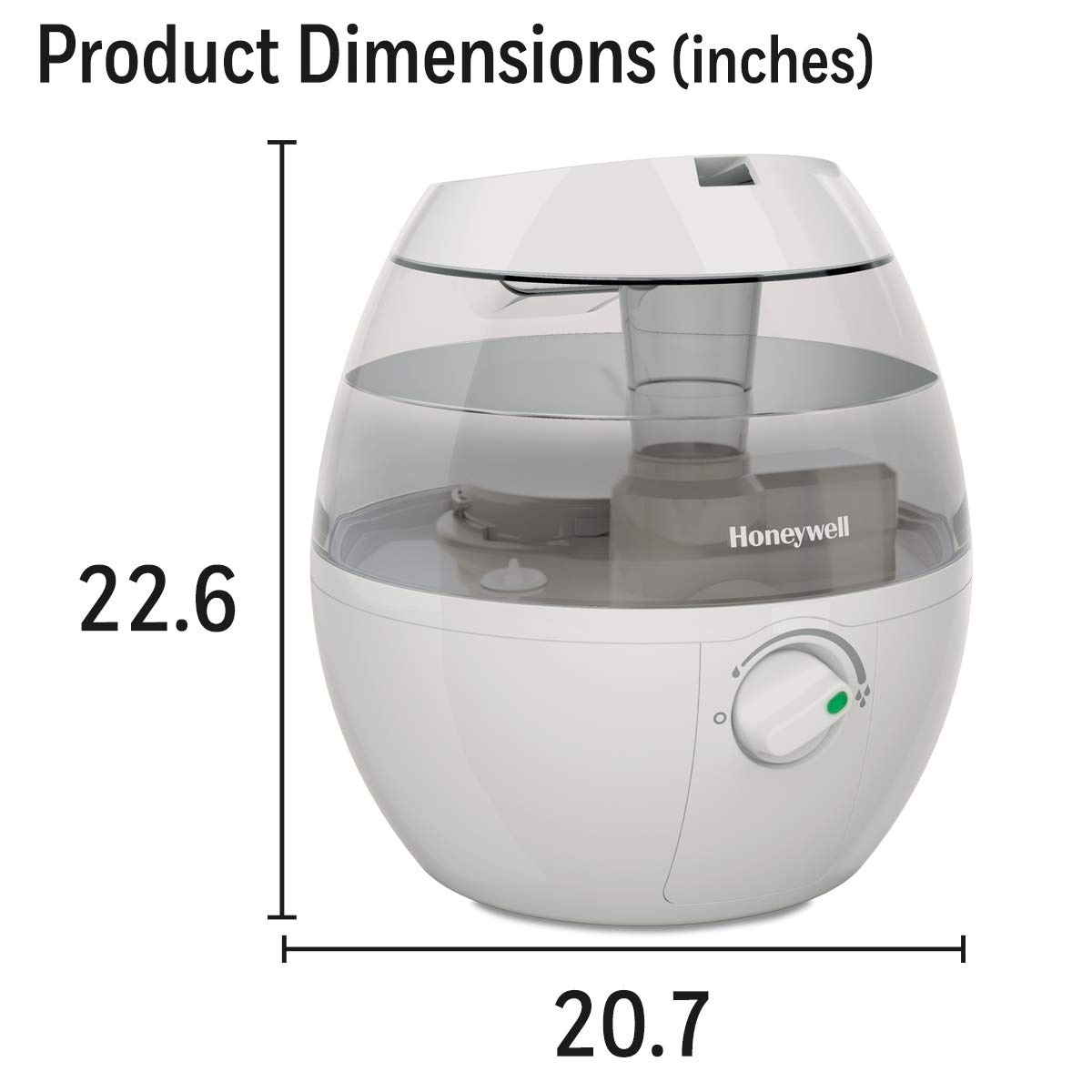 Honeywell HUL520W MistMate Ultrasonic Cool Mist Humidifier, White β Cool Mist Humidifier for Bedroom, Home or Office