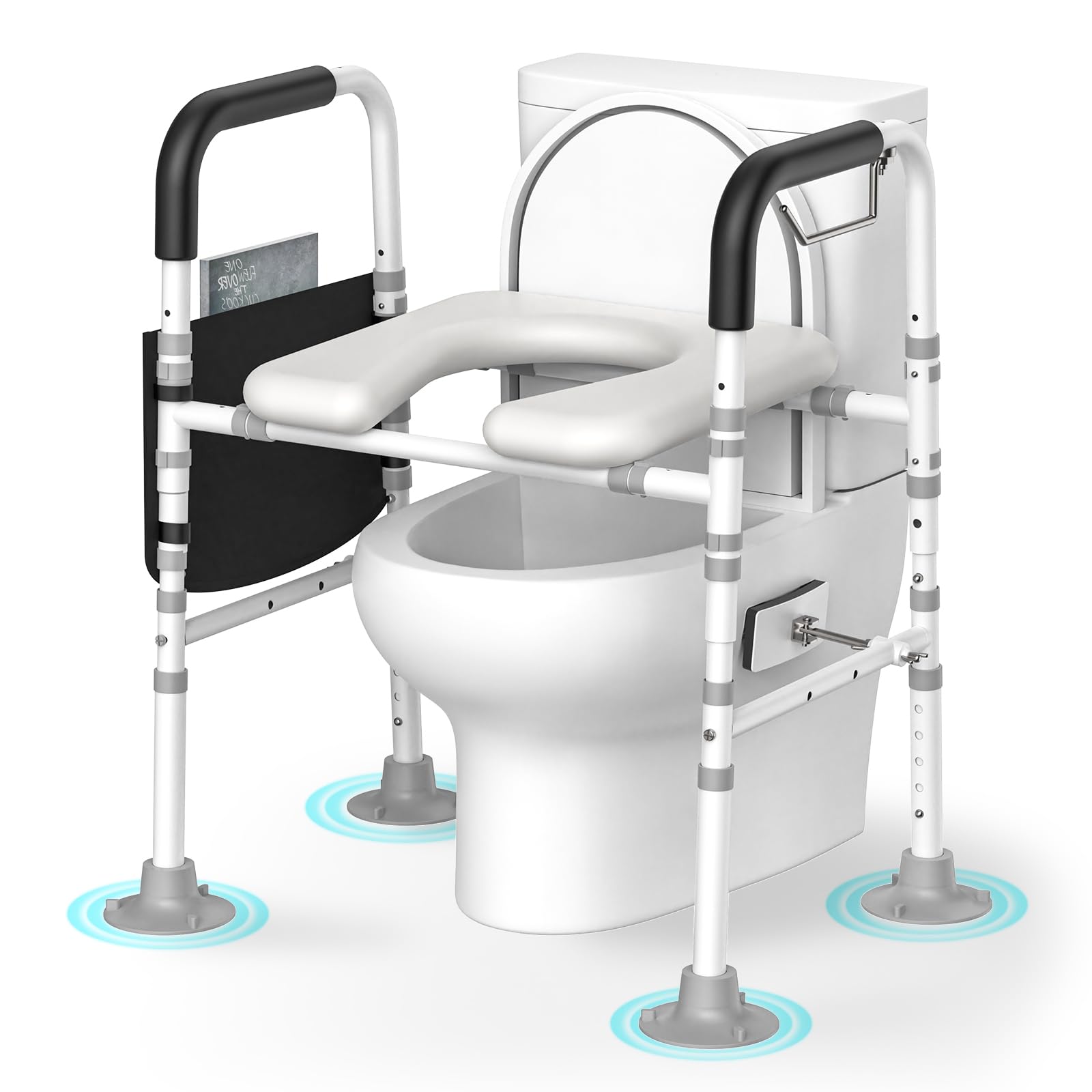 Padded Raised Toilet Seat with Handles,Toilet Seat Elevatorsā Adjustable Medical Elevated Toilet Riser for Seniors, Supports Up to 400 lbs, Handicap-Friendly Comfort Solution