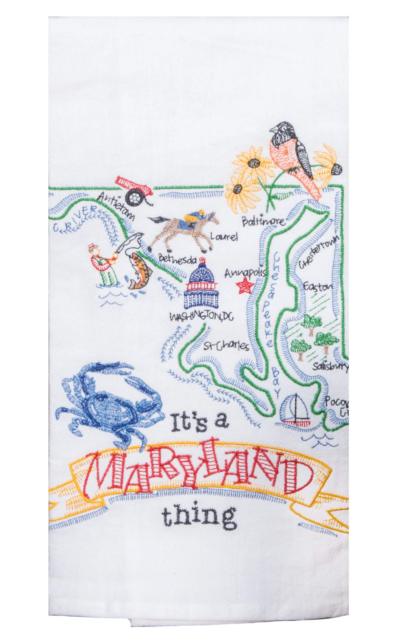 Kay Dee Designs ST Thing Maryland EMB F/S Dish Towel, 17.5 x 28, Various