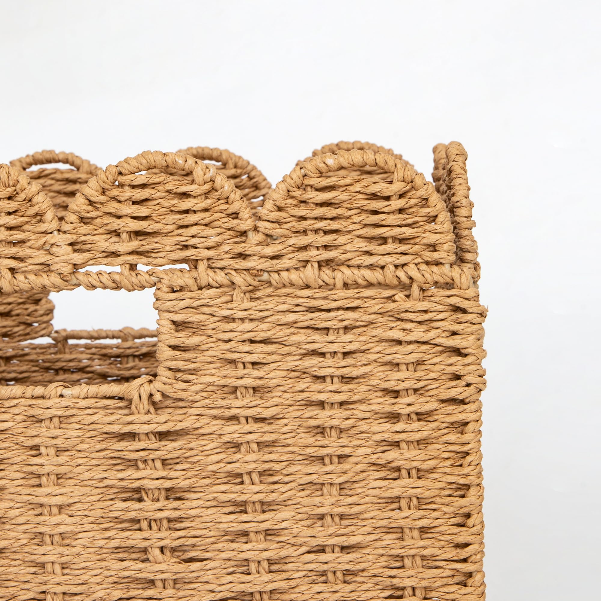 Paper rope Storage Baskets,Wicker Baskets,Folding 2 Packs Handmade Woven baskets, paper rope Basket For Shelf,Seagrass Baskets,Shelf Baskets For Storage Toys Books And Clothes.