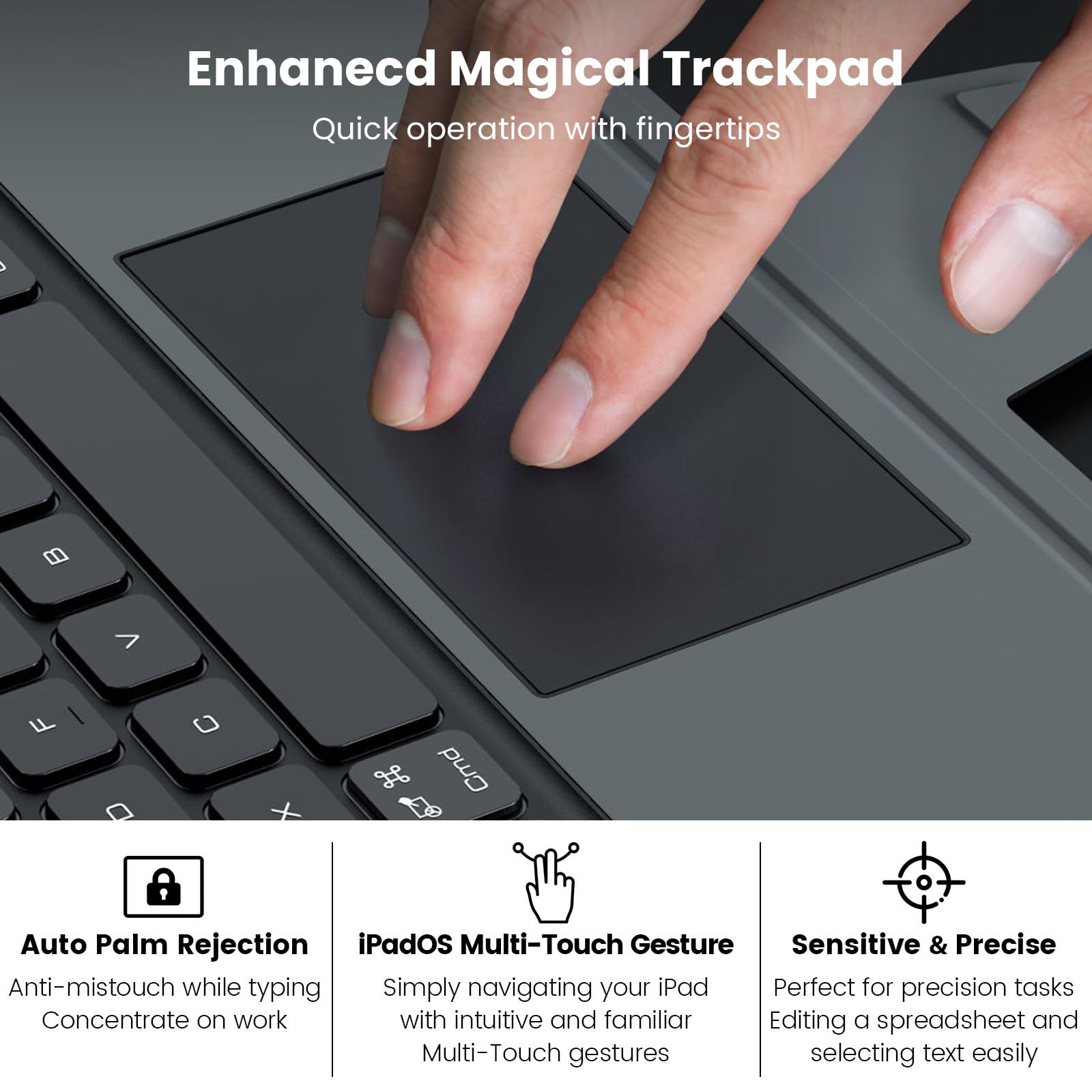 Nillkin iPad Pro 12.9 Case with Keyboard, Keyboard Case for iPad Air 13 (M2, 2024), Magic Trackpad, Detachable Keyboard, Adjustable Portrait/Landscape Stand, Sliding Camera Cover, Pencil Holder, Black