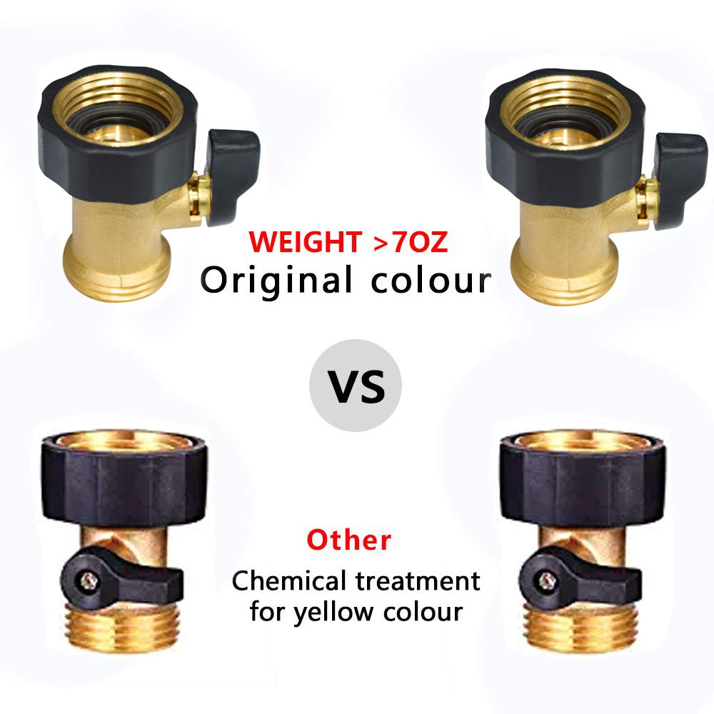 HQMPC Heavy Duty Brass Shut Off Valve Garden Hose Shut Off Valve Garden Hose Connector (2PCS) +4 Extra Pressure Washers