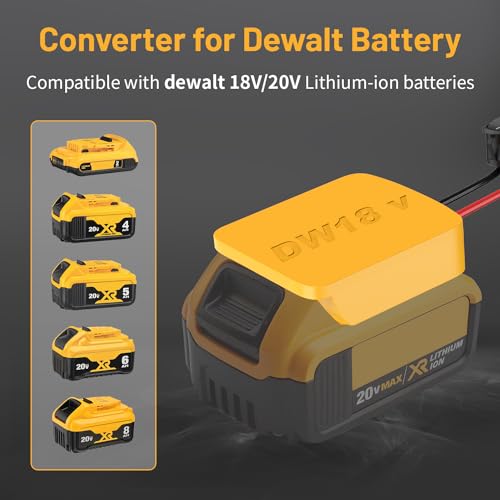 Kzreect Power Wheels Adapter for Dewalt 20V Battery Adapter, 20V Power Wheels Battery Converter Kit for DIY RC Toys Adapter Set with Fuses Holder and Switch, Wire Terminals, 12AWG Wire