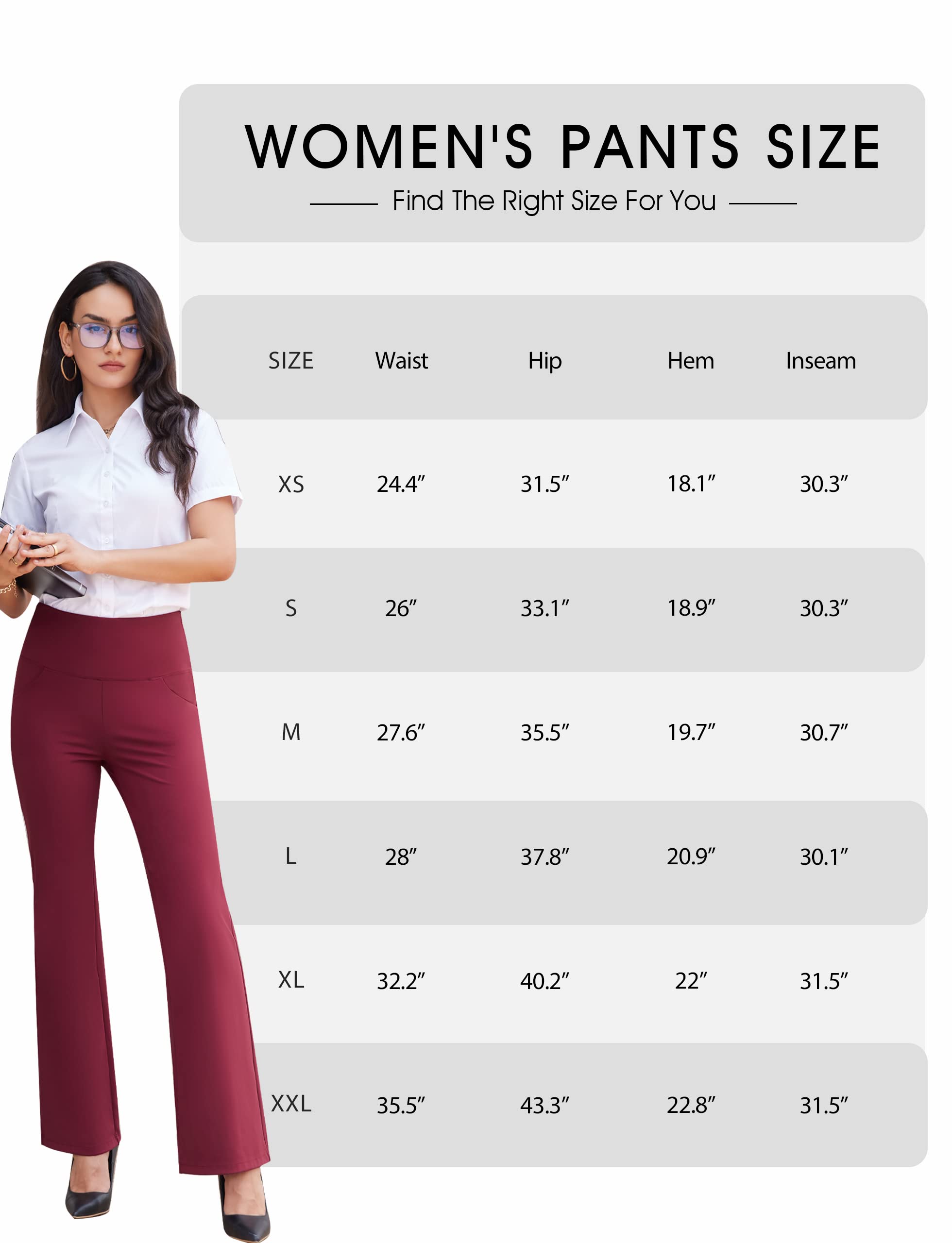 Houmous Women's Bootcut Dress Yoga Pants with Pockets High Waist Stretch Casual Pull On Work Pants for Office Business(Bluegrey, XXL)