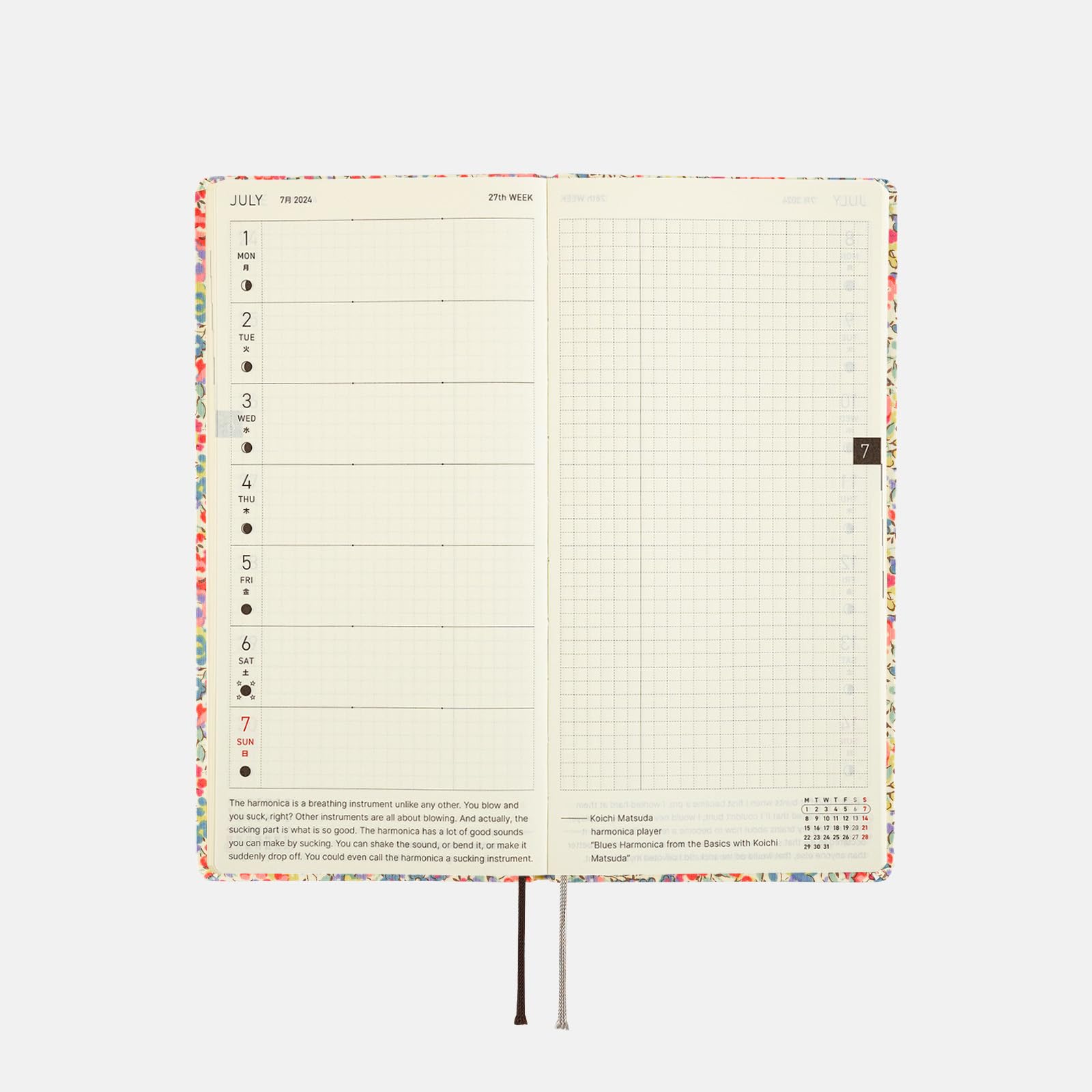 Hobonichi Techo Weeks [English/Tall and Slim Size/January 2024 Start] Liberty Fabrics: Emma and Georgina