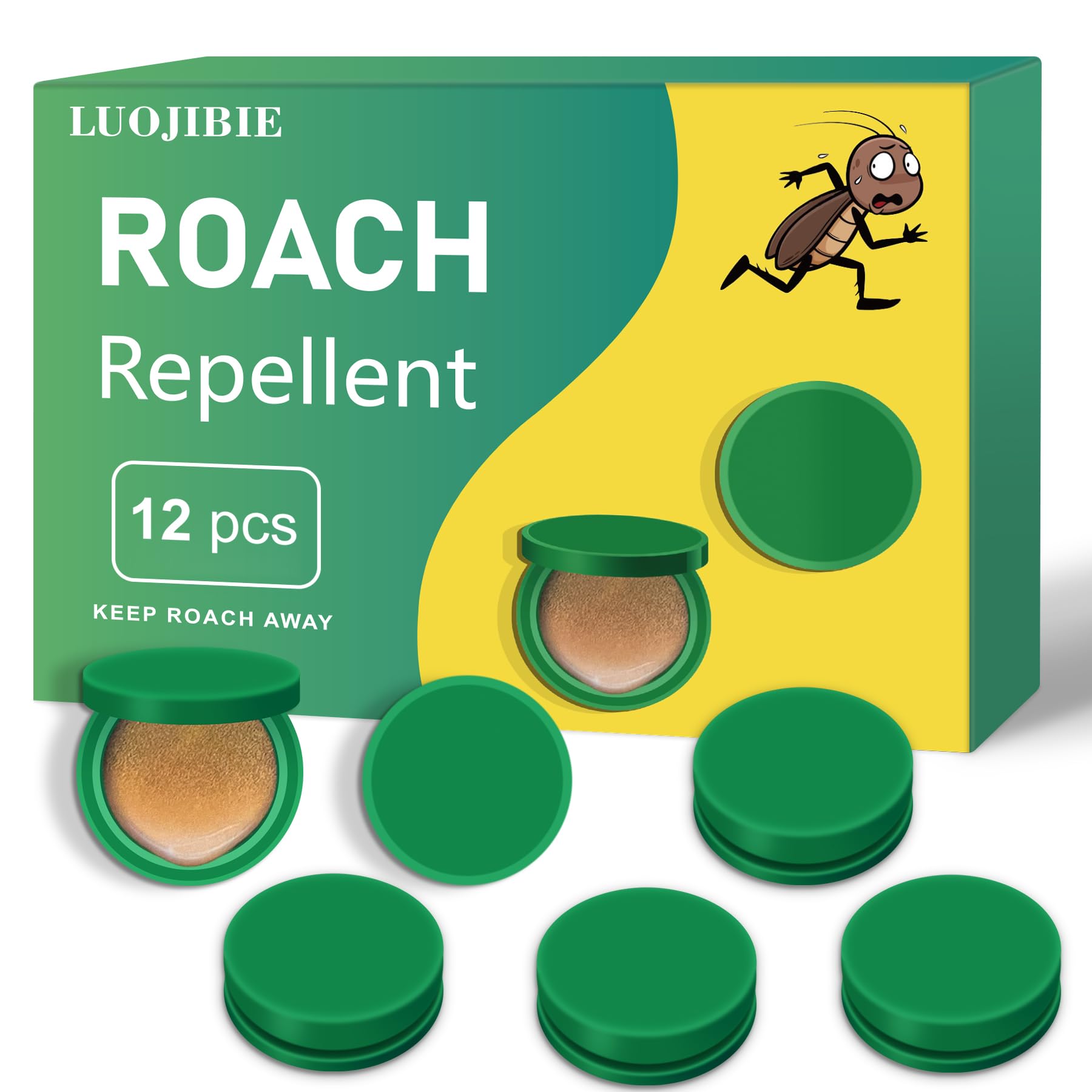 LUOJIBIE Roach Bait Stations, Natural Cockroach Repellent, Roach Traps Indoor/Outdoor Use, Roach Killer Indoor Infestation for Small & Large Roaches-12P